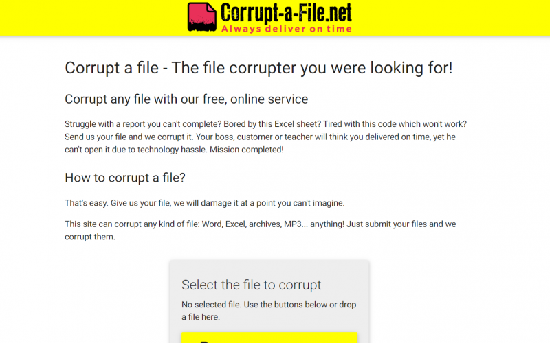 Corrupt a file | 在线文件损坏工具 - Tyooe