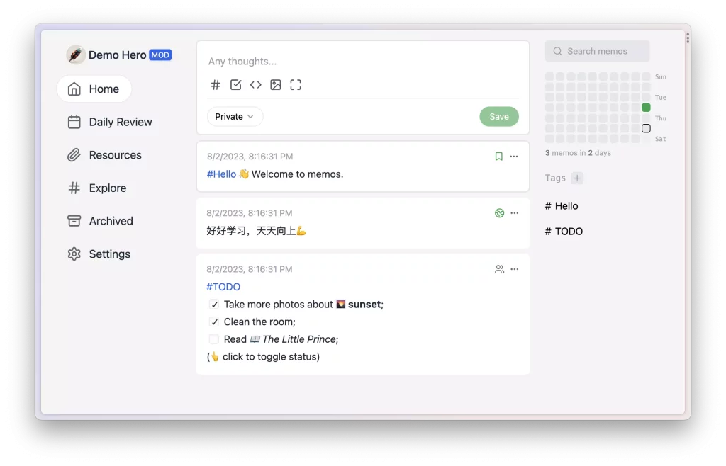 Memos - 轻量、功能强大的笔记应用 - Tyooe