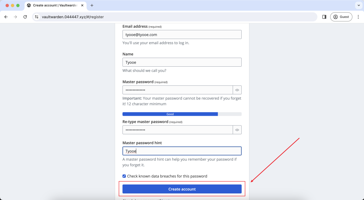 Docker 部署 Vaultwarden 密码管理器 - Tyooe