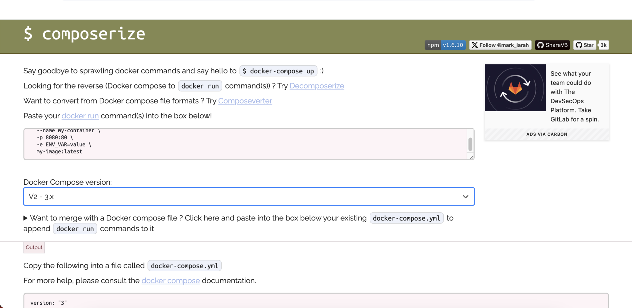 将 docker run 转换成 docker compose 的 3 个小工具 - Tyooe